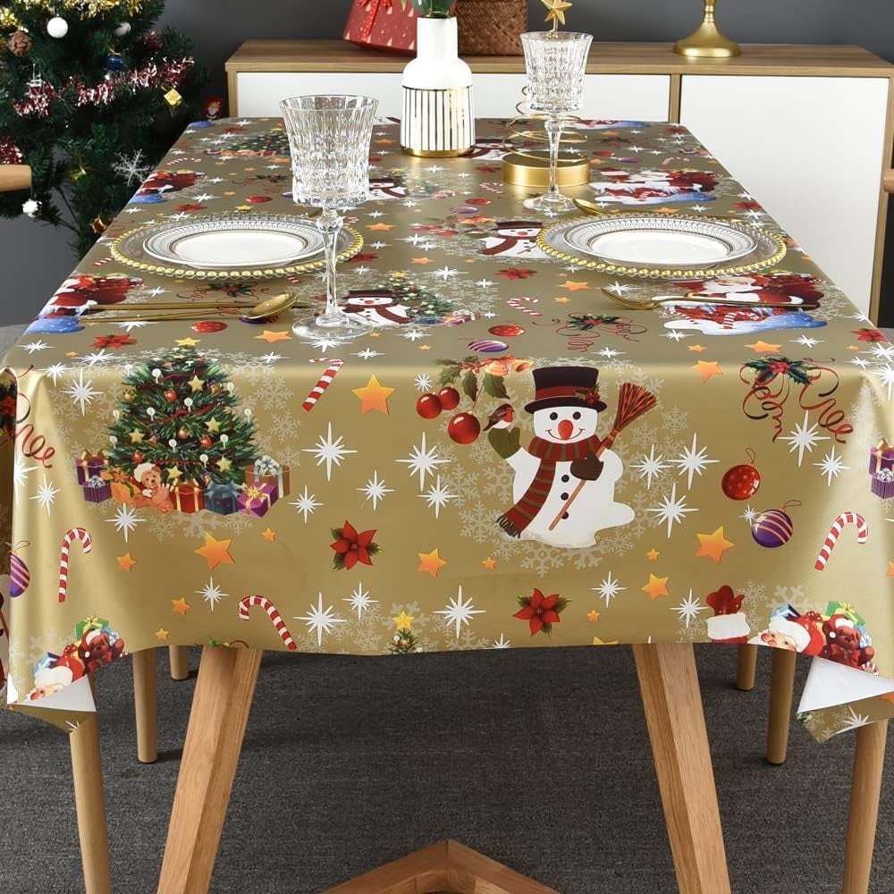 Plastic Christmas Tablecloth Square Silver Vinyl Christmas Table Cloth ...
