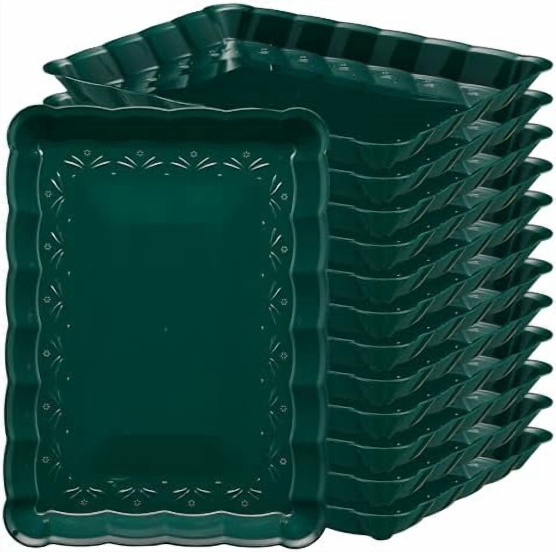 Plastic Christmass Green Serving Trays - Serving Platters Rectangle ...