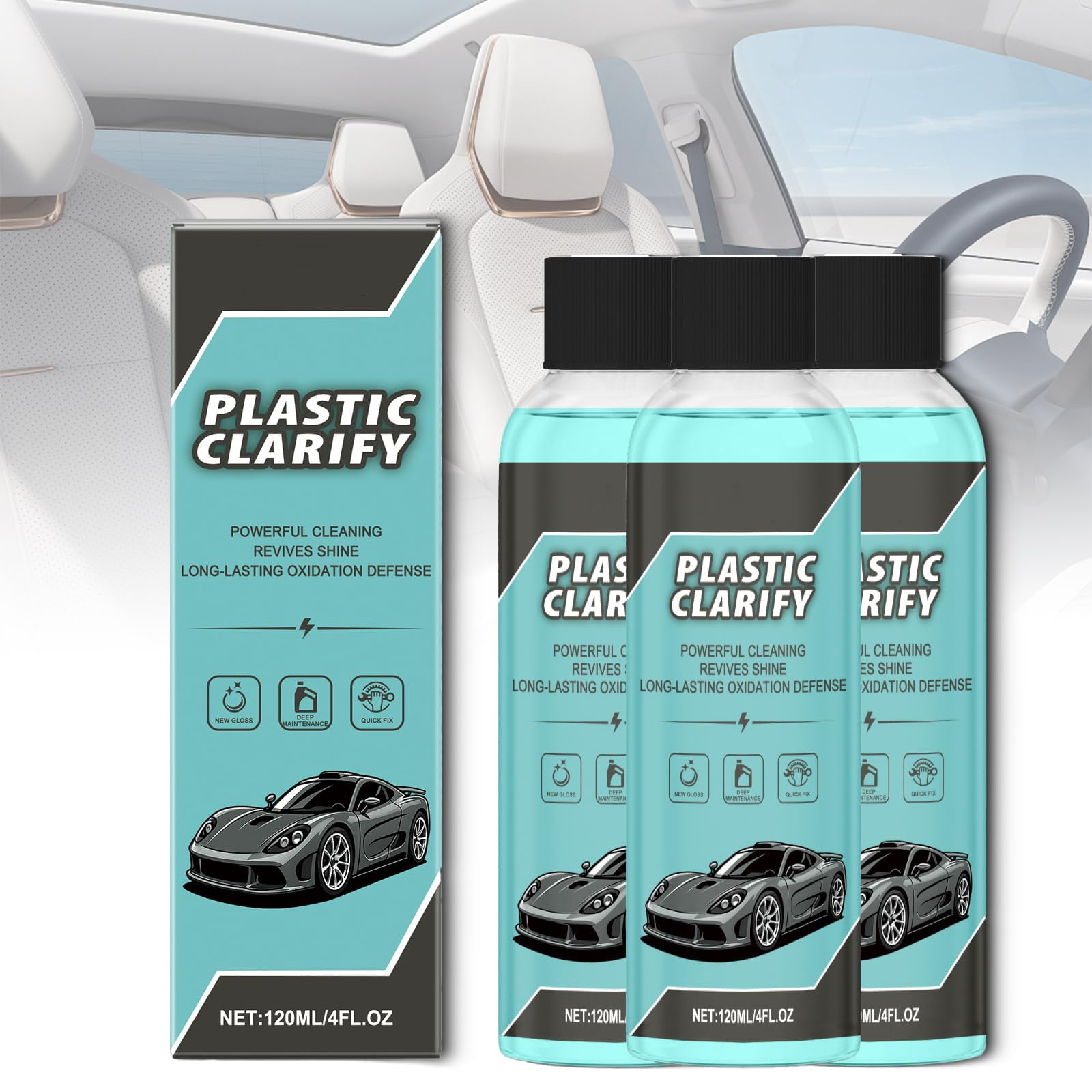 Plastic Clarify for Cars, Waterless Spray Wax, Car Interior Plastic Cleaner & Conditioner, Car ...