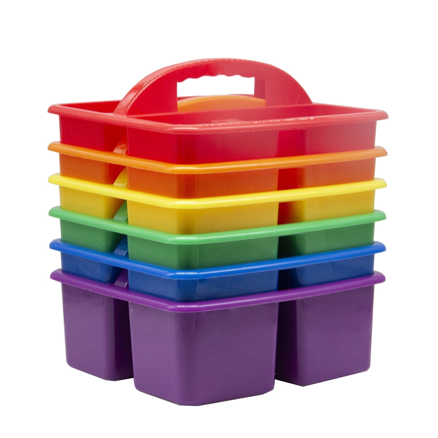 Plastic Classroom Caddy Organizer with Handle, 6-Pack 3 Compartments ...