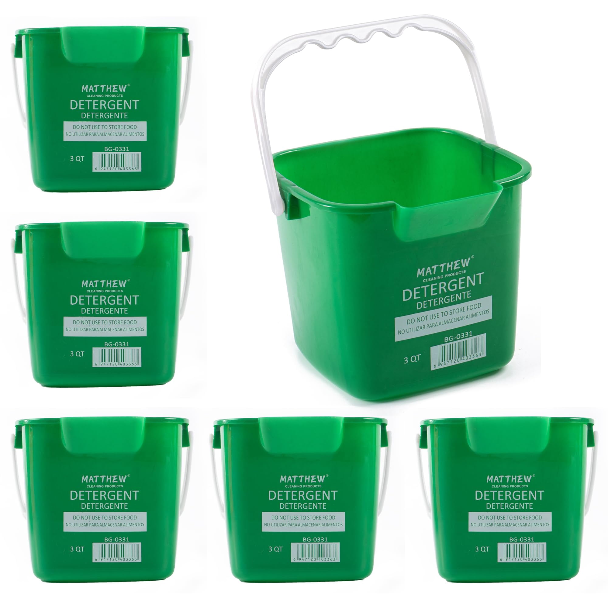 Plastic Cleaning Buckets 6 Pack, 3 Quart Square Containers with Spout ...