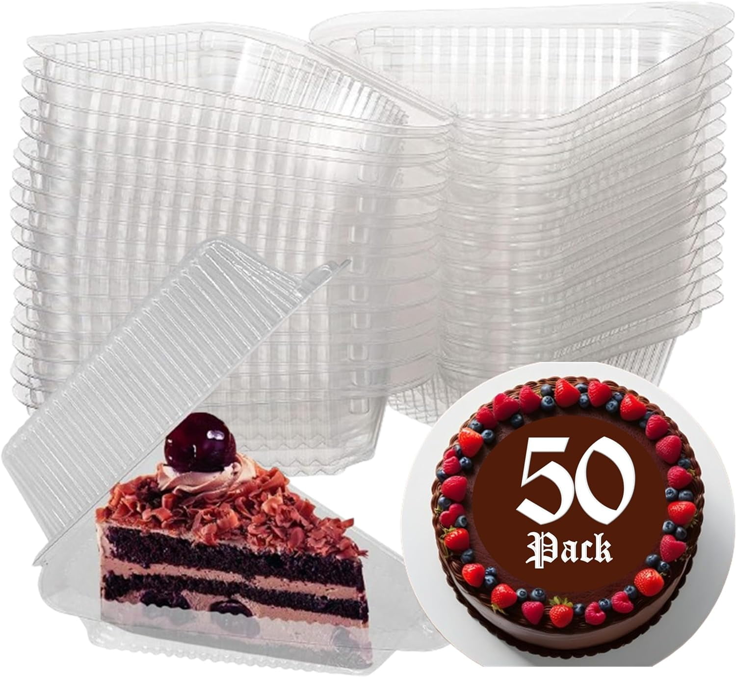 Plastic Clear Hinged Cake Slice Container - Versatile Cheesecake Wedge ...