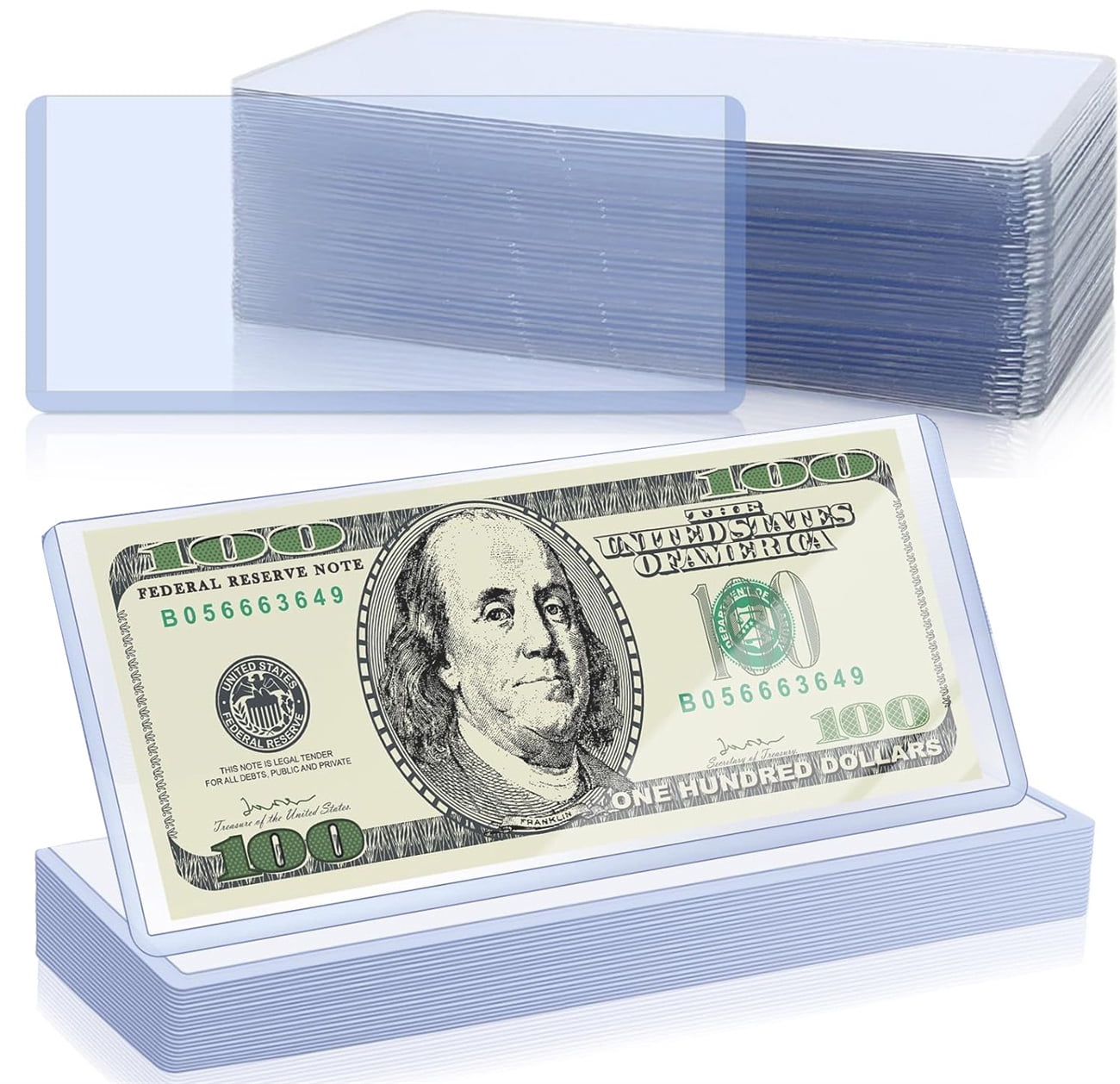 Plastic Clear Money Holder,Bexikou 24 Pack Plastic Currency Sleeves ...