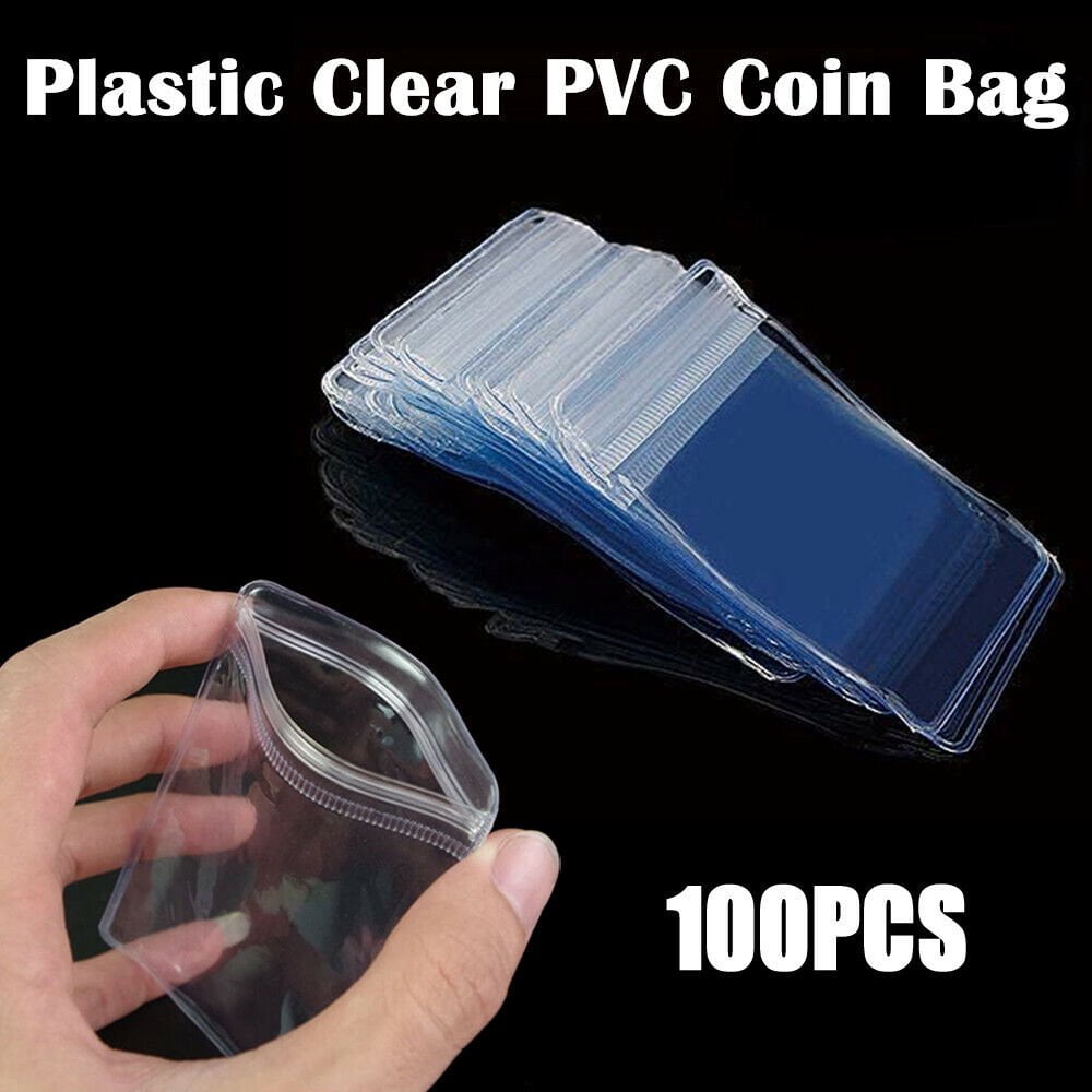 Plastic Clear PVC Coin Bag Case Wallets Storage Cover Envelopes 70x50mm ...