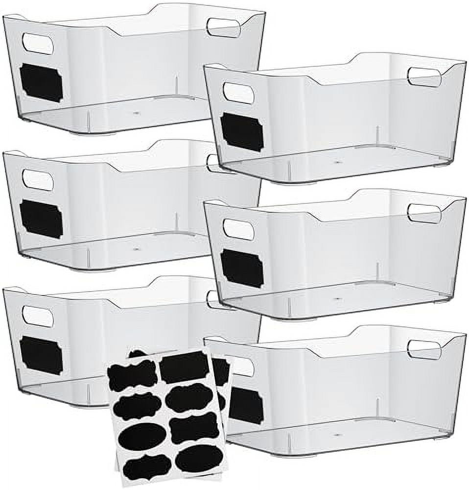 Plastic Clear Storage Bins with Labels, Home Freezer Refrigerator ...
