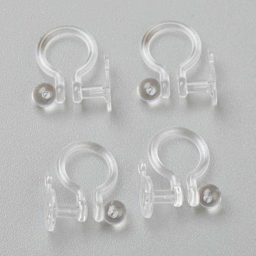 Plastic Clip-on Earring Findings for Non-pierced Ears Clear 12x10x1.2mm ...