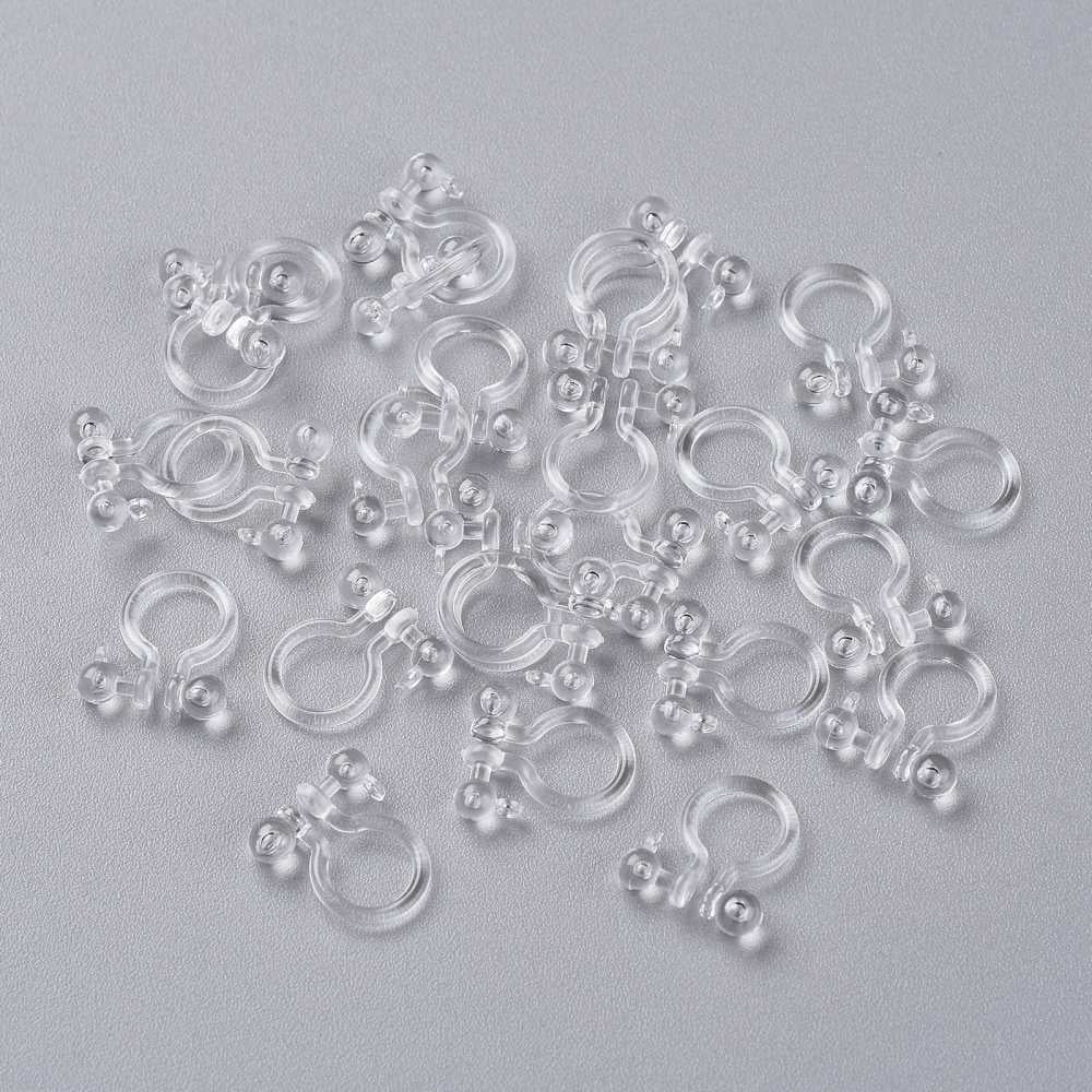 Plastic Clip-on Earring Findings with Loop for Ears Clear 11x10x3mm ...
