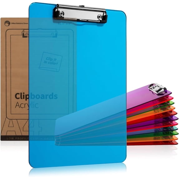 Plastic Clipboards with Low Profile Clip Set of 12-12.5 x 9 Inch Multi ...