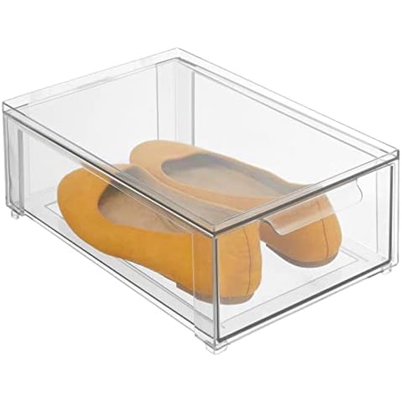 Plastic Closet Organizer Bin w/Pull Out Drawer - Shallow Stackable ...