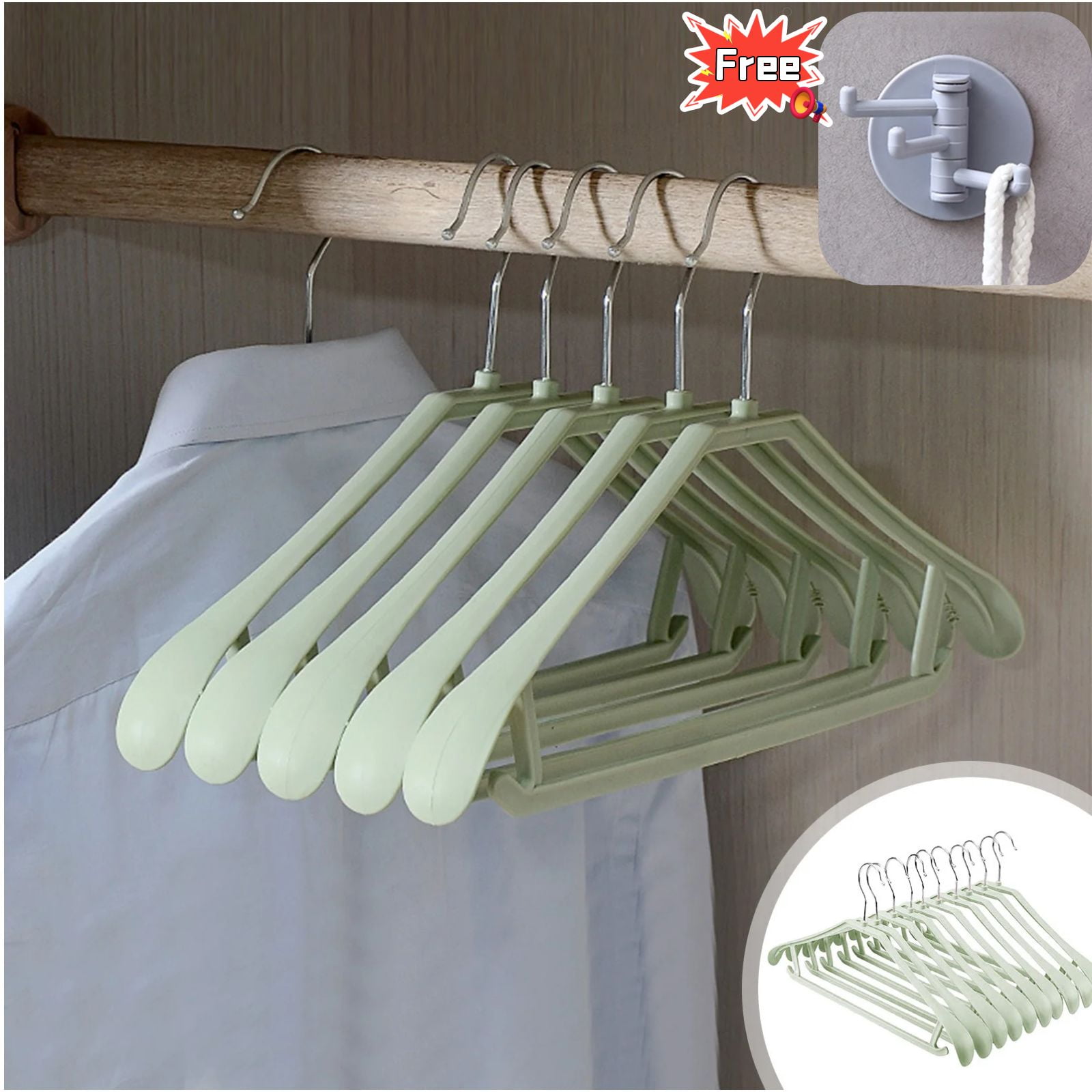Plastic Clothes Hanger, Extra Thick Plastic Wide Shoulder Adult 360 ...