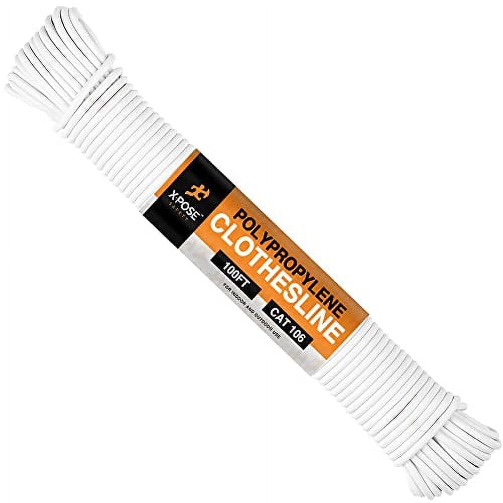 Xpose Safety, Plastic Clothesline, 100', White, Weather Resistant ...