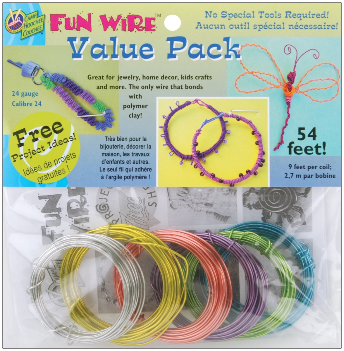 Plastic Coated Fun Wire Value Pack 9' Coils-Translucent - 24 Gauge, 6 ...