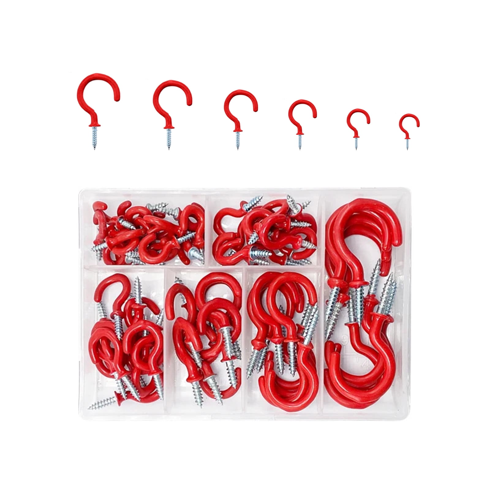 Plastic-Coated Screw-In Hooks Set 70Pcs Secure for Shelves, Light ...