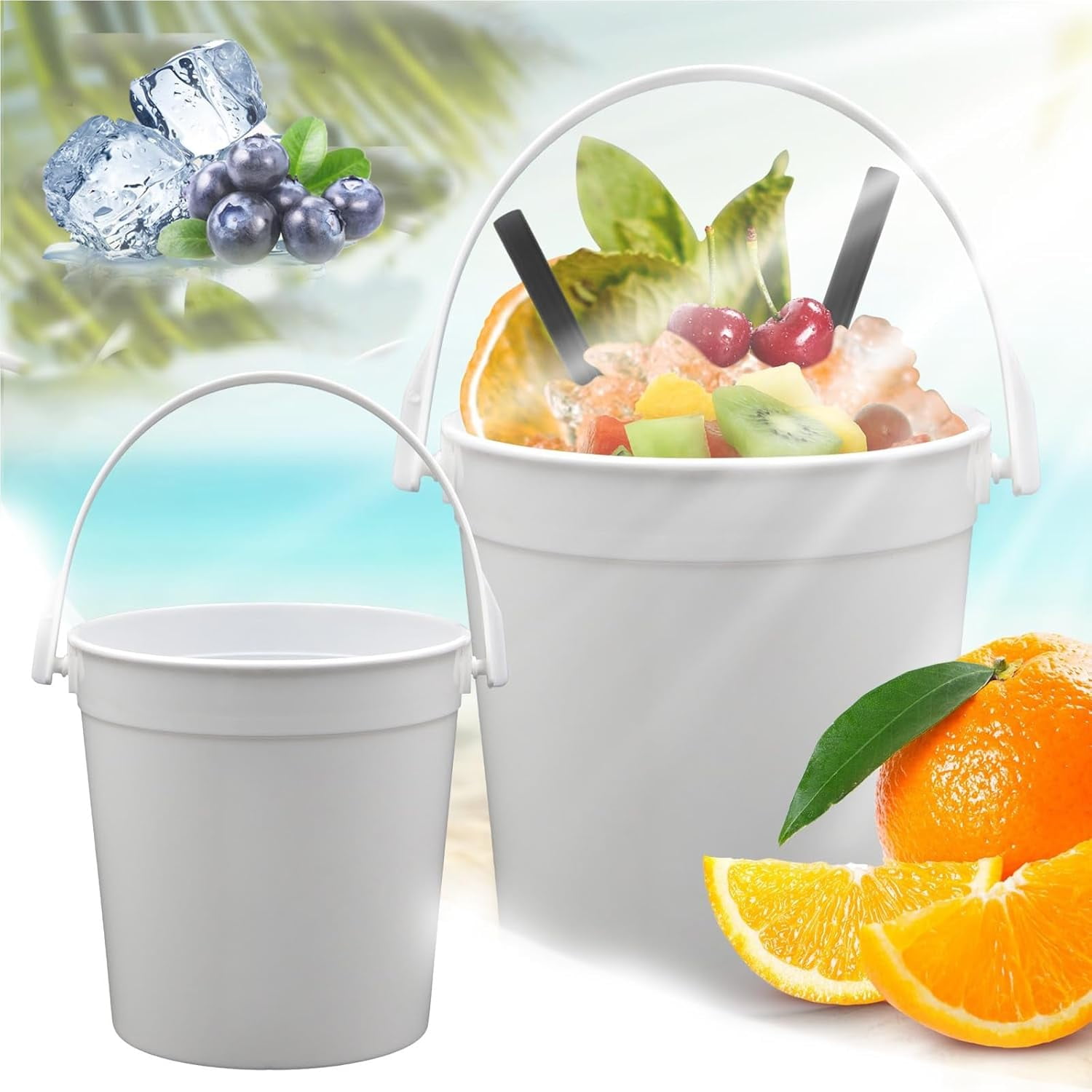 Plastic Cocktail Buckets, 1l 32oz Reusable Smoothie Beverage Buckets ...
