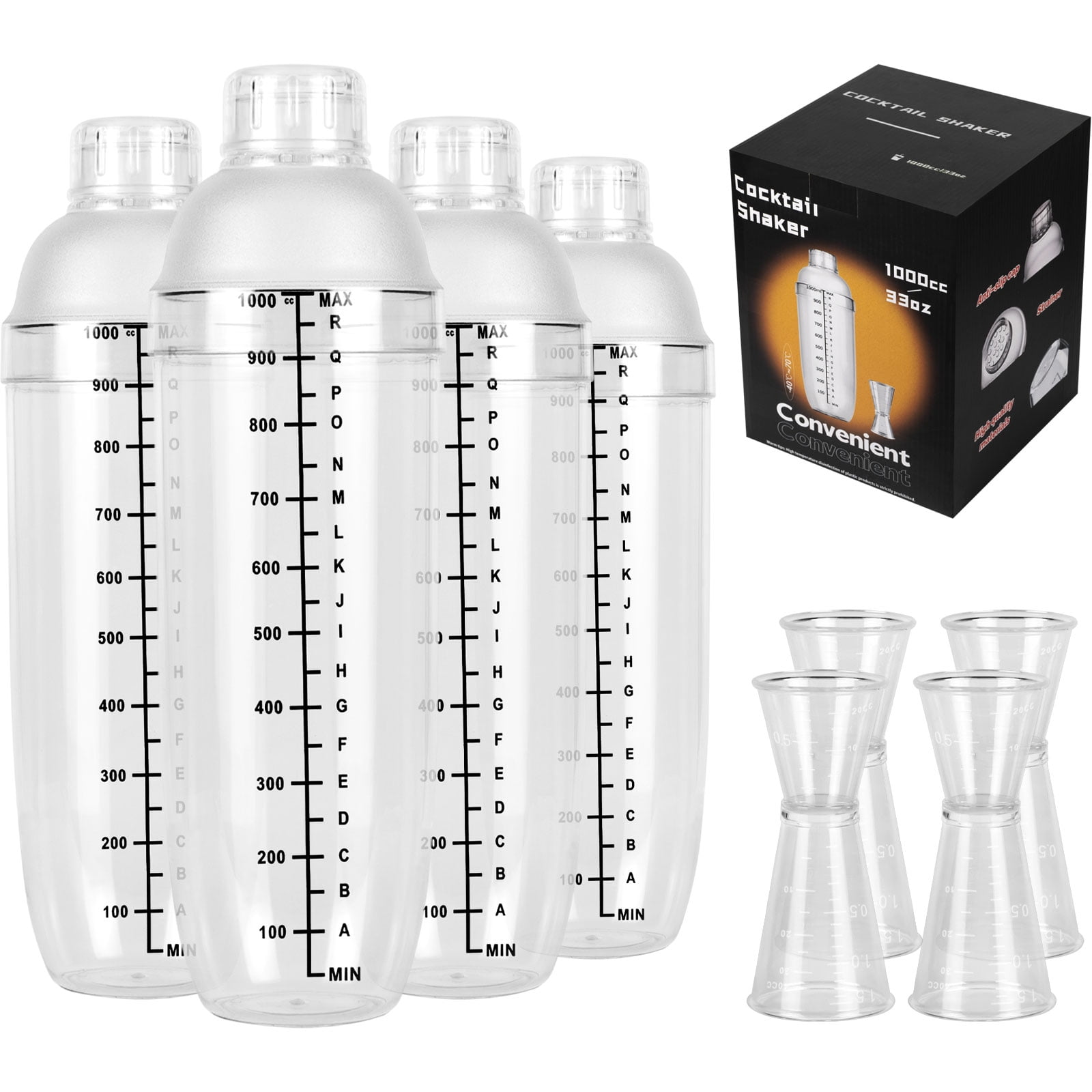 Plastic Cocktail Shaker - 4pcs Clear Cocktail Shaker Set with 4pcs ...