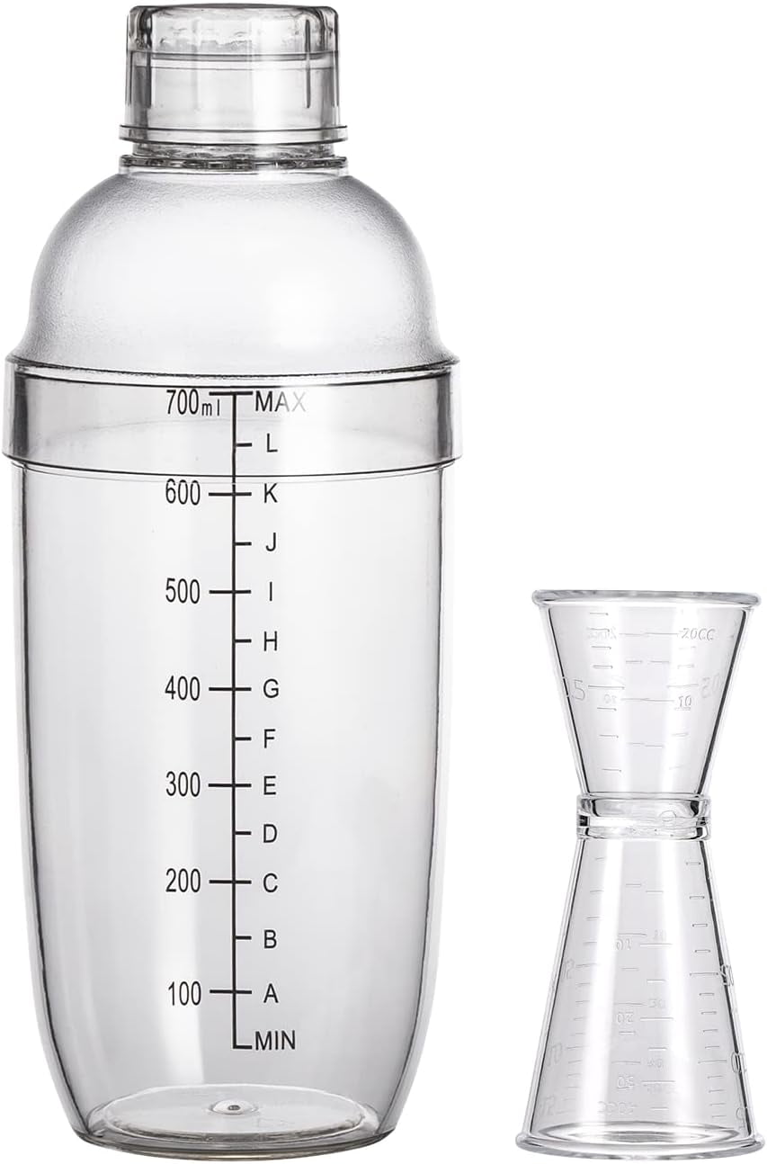 Plastic Cocktail Shaker Set, Cocktail Shaker and Measuring Jigger Set ...