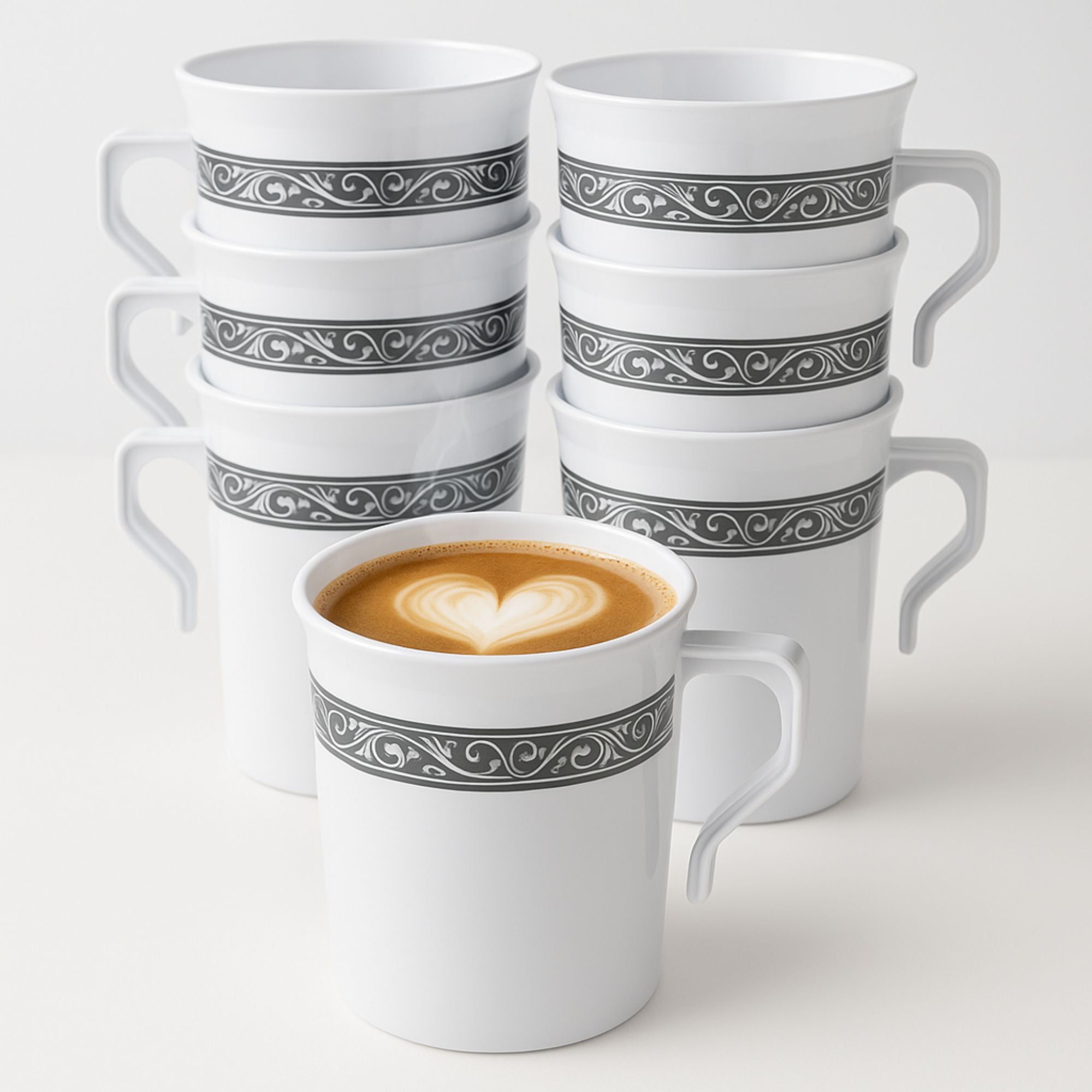 Impresserve 8oz White Disposable Plastic Insulated Coffee Mugs - 32 ...