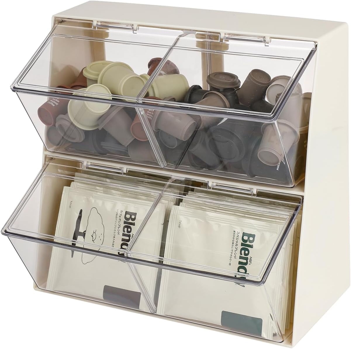 Plastic Coffee Pod Holder with Lid and Dividers, Clear Coffee Capsule ...