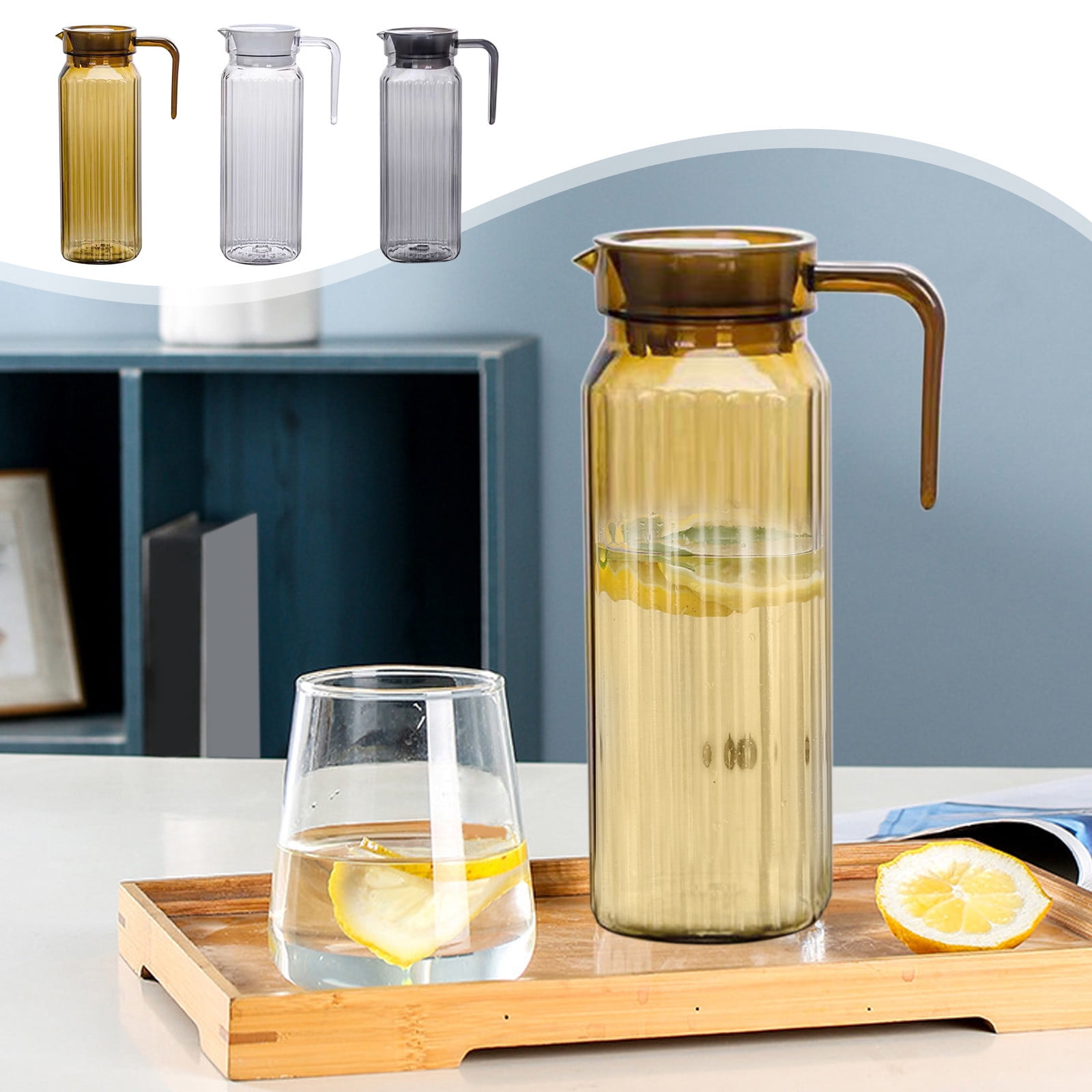 Plastic Cold Water Kettle 24oz Transparent Pitcher | Striped Design ...