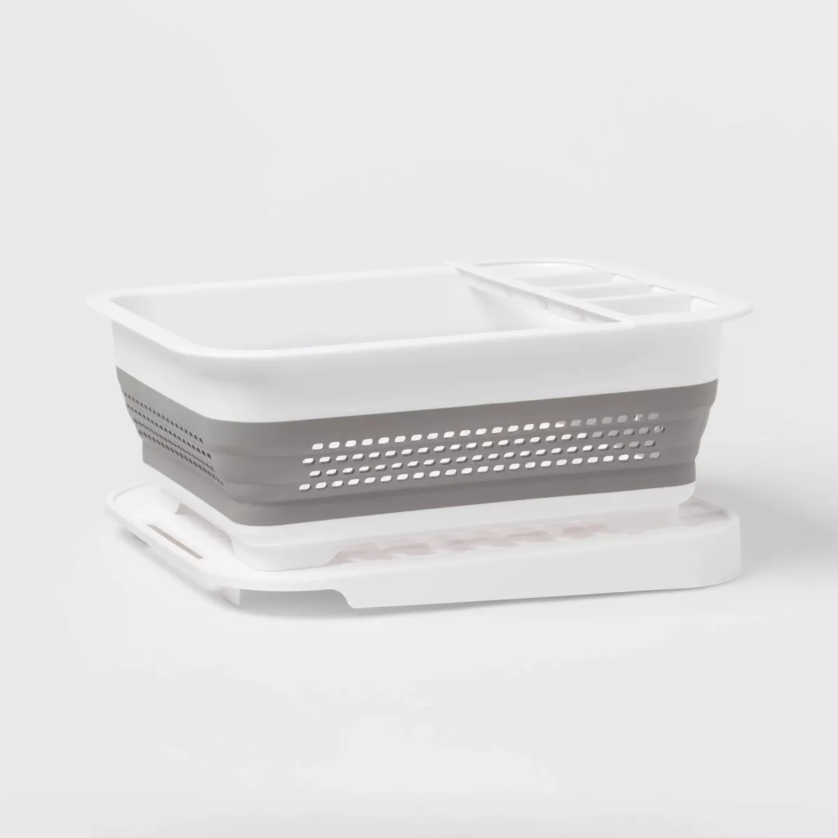 Plastic Collapsible Dish Rack with Drip Tray White Freestanding Drying ...