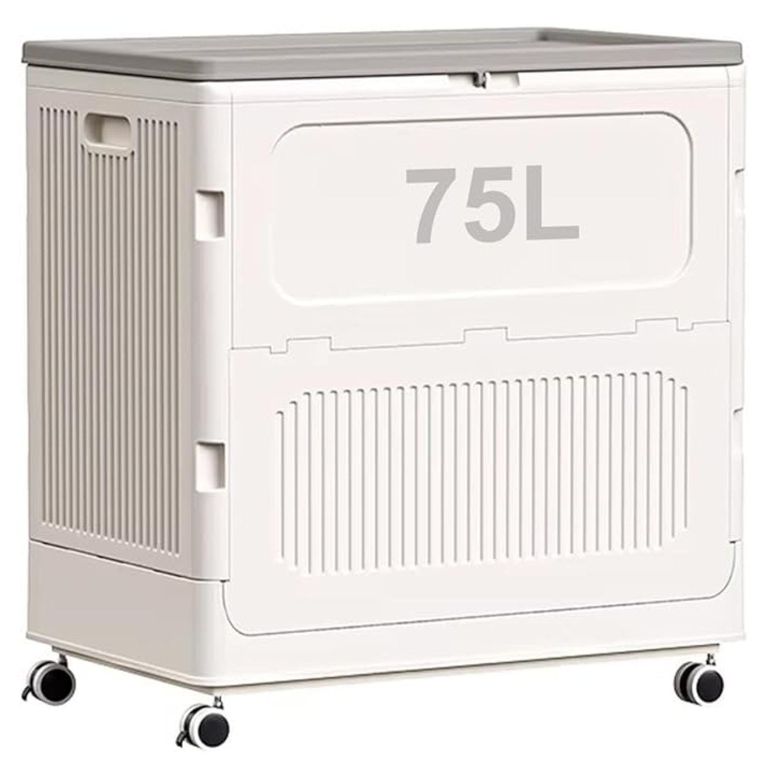 Plastic Collapsible Rolling Laundry Hamper with Lid and Wheels, 75L ...
