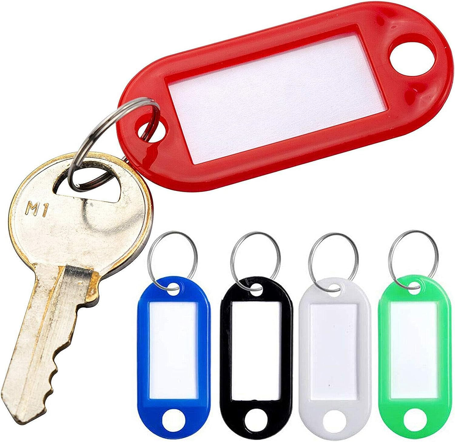 Plastic Color Key Tags Packs of 50 with Papers Inserts Slit Rings ID ...