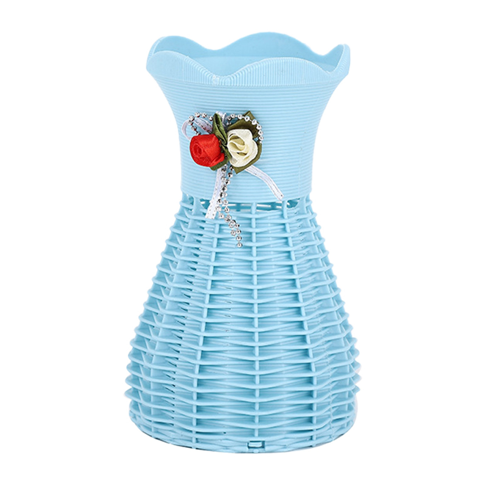Color Vases with Woven Rattan Design Imitation Dried Flower Pot ...