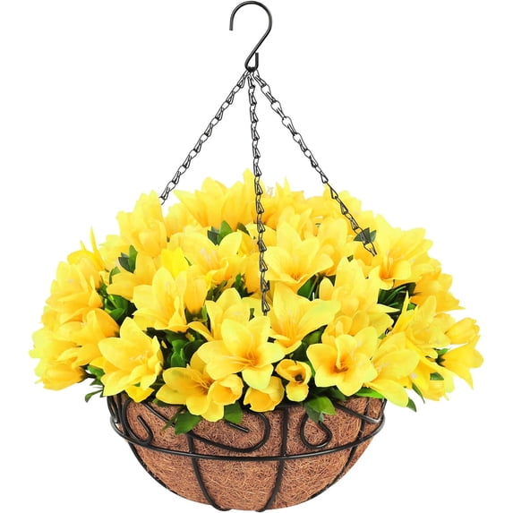Plastic Colorful Artificial Daisy Flowers Outdoor Decor Hanging Basket ...