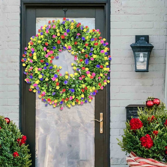 Plastic Colorful Spring Summer Leaf Wreath Elegant Door Decoration Gift ...