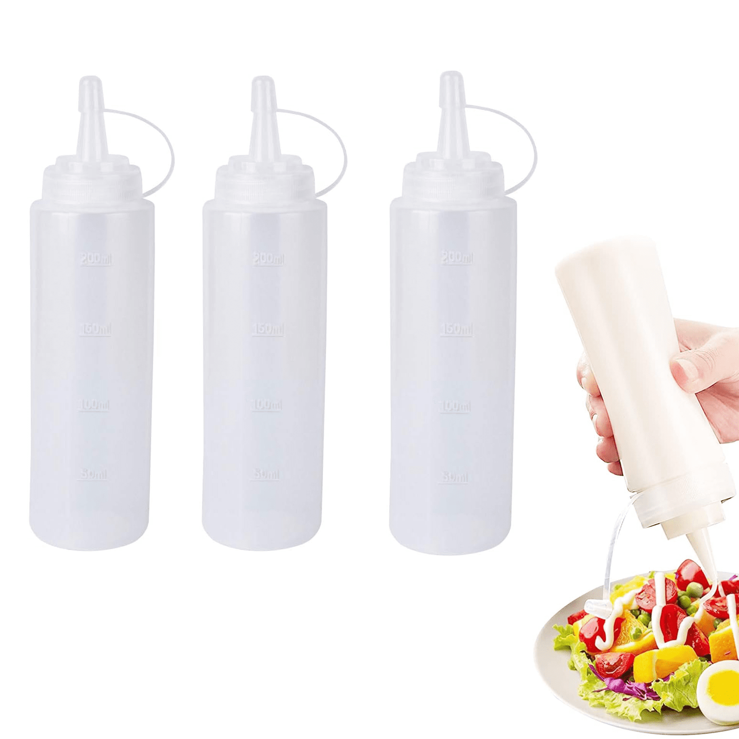 Plastic Condiment Bottles, 12oz/360ml Squirt Bottle with Discrete ...