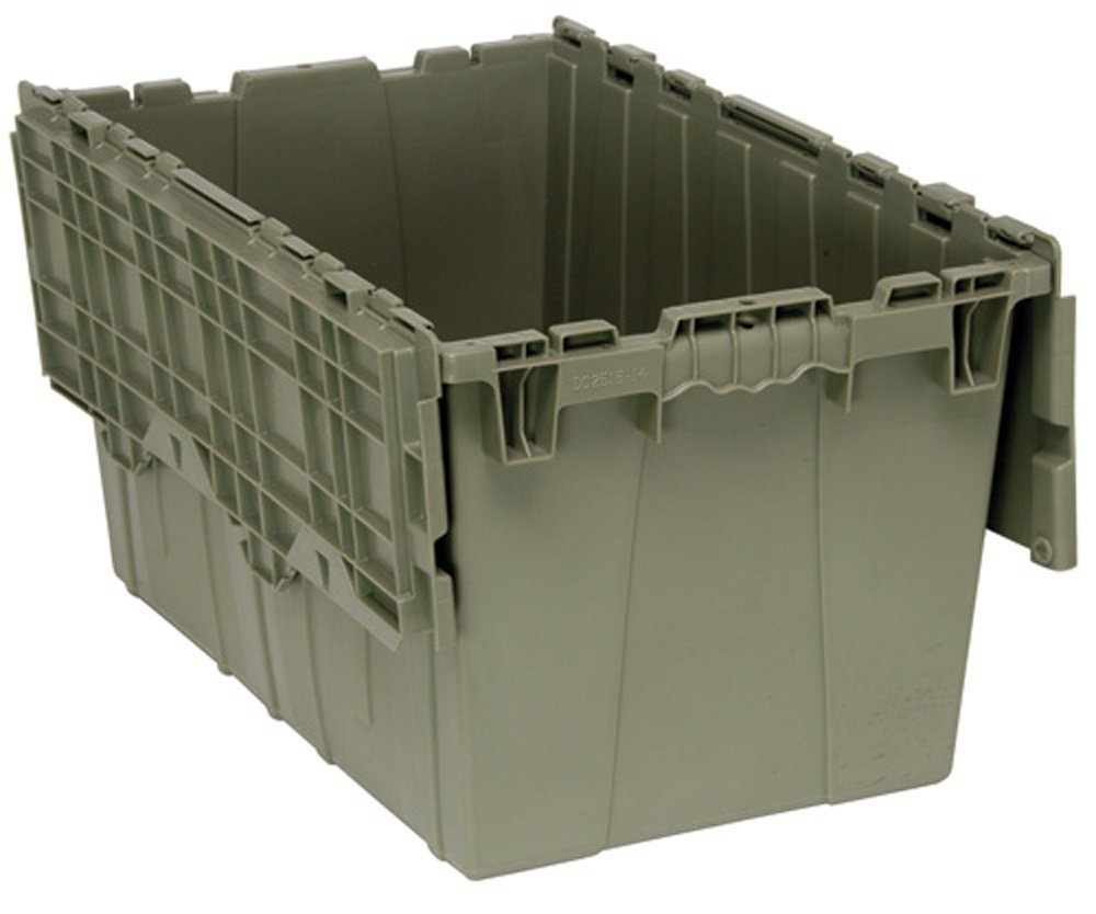 Plastic Container with Attached -Top Lid, 25" x 15" x 14", Gray ...
