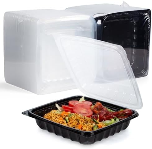 Plastic Containers 9.5" 38 oz 45 Pack - High Clarity Anti Fog Shrink ...