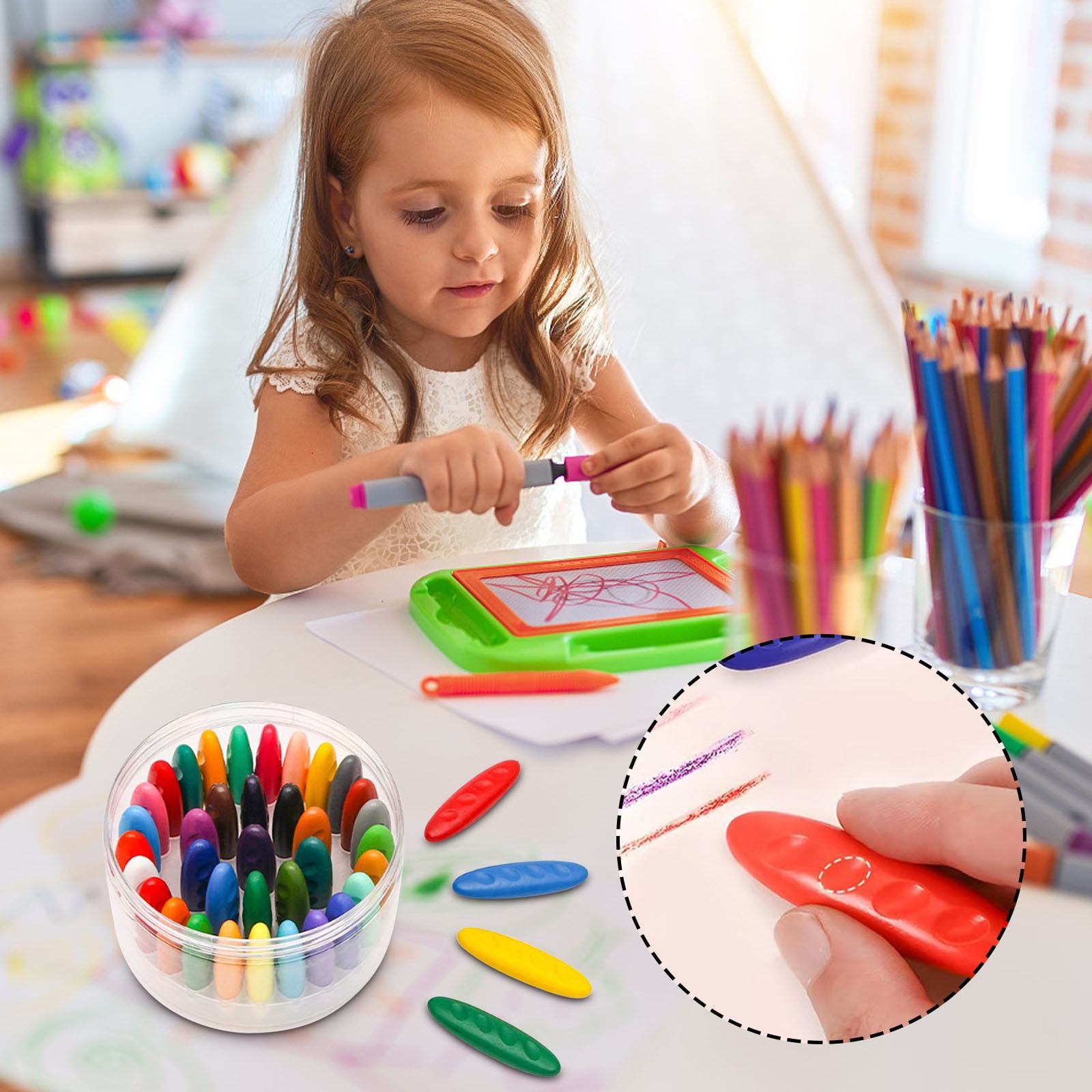 Plastic Crayons Oil Pastels Set | Mess-Free Drawing Colored Pens for ...
