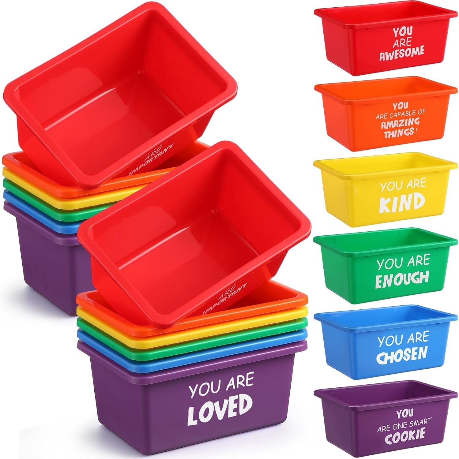 Plastic Cubby Bins with Labels 11.6 x 7.7 Inch Classroom book bins ...
