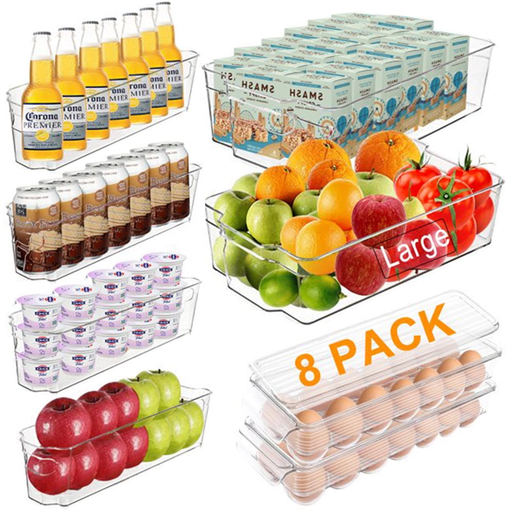 Plastic Cube Fridge Freezer Storage Organizer Container Bins Clear ...