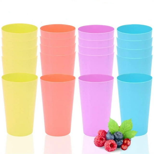 Plastic Cup,Casewin 730ml/24oz Plastic Tumbler Set 12 Pieces Reusable ...