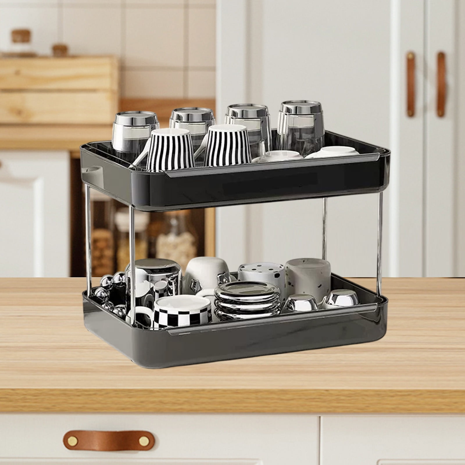 Plastic Cup Organizer Shelf - Lightweight Portable Storage Rack for ...