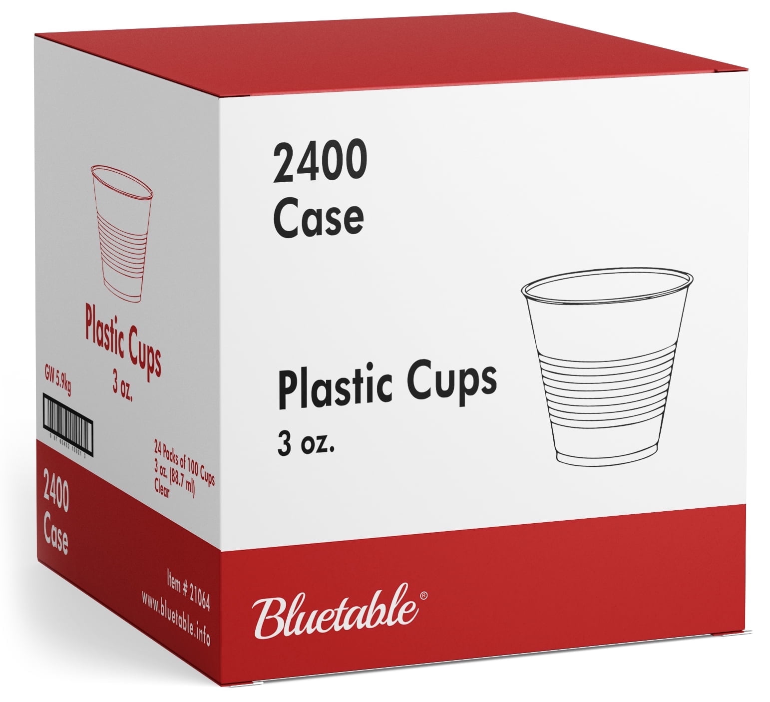 Bluetable 3 oz Disposable Plastic Cups, Clear, Bulk Case of 2400 ...