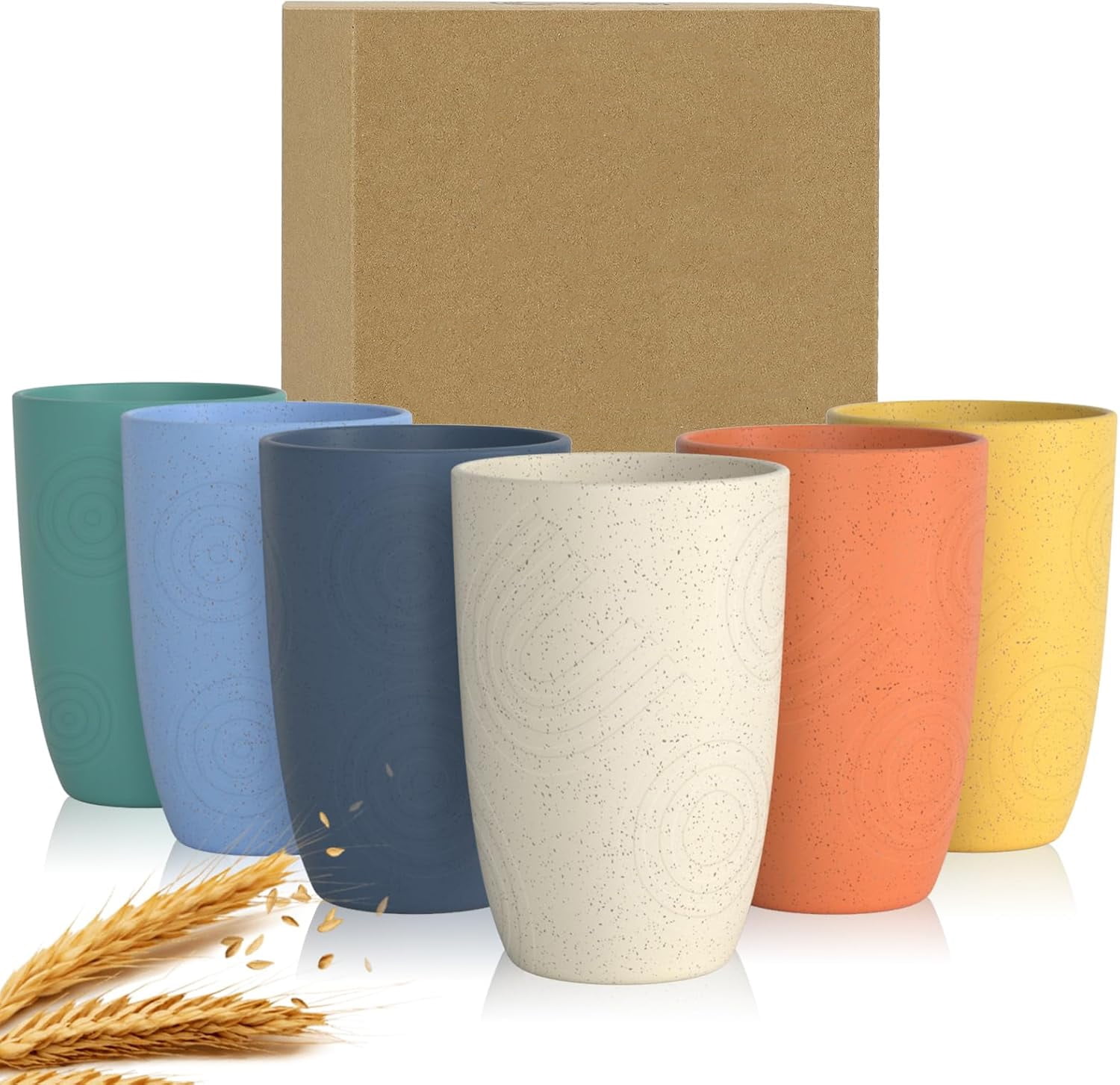 Plastic Cups Alternative, Wheat Straw Drinking Glasses - Set of 6 ...