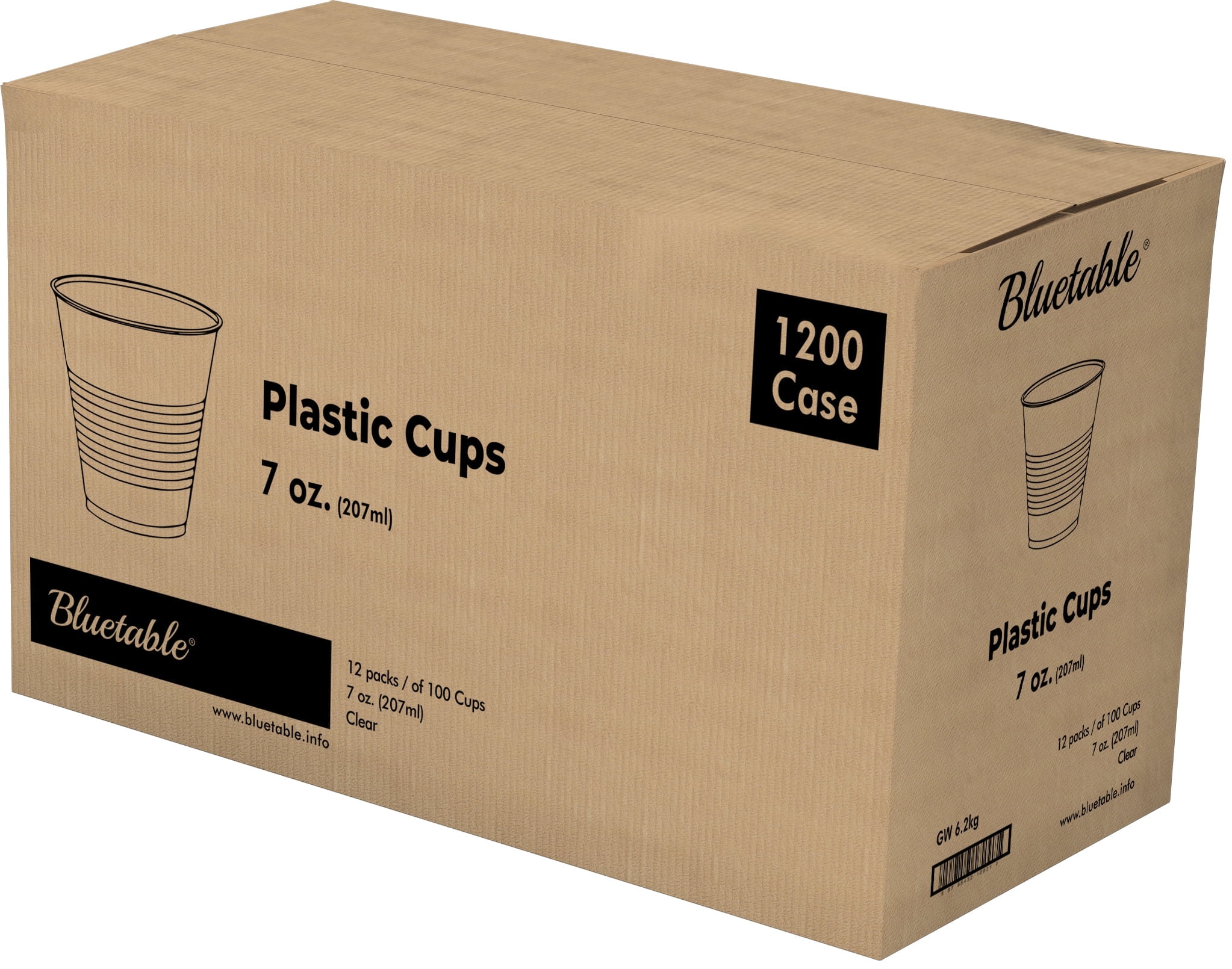 Plastic Cups Bulk, 7 oz. 1200 Count Case Pack, Disposable Clear Cup ...