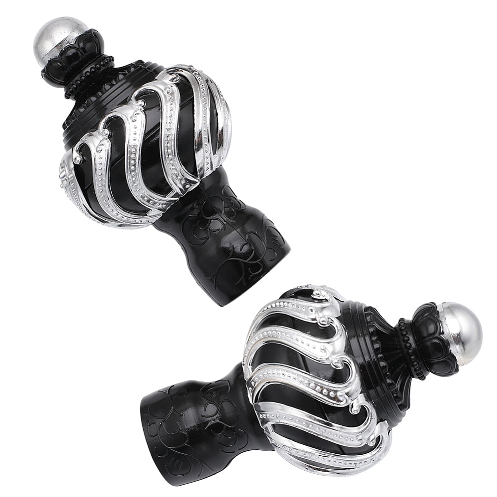Plastic Curtain Rod Head Round Drapery Pole Finials Black 119x70mm ...