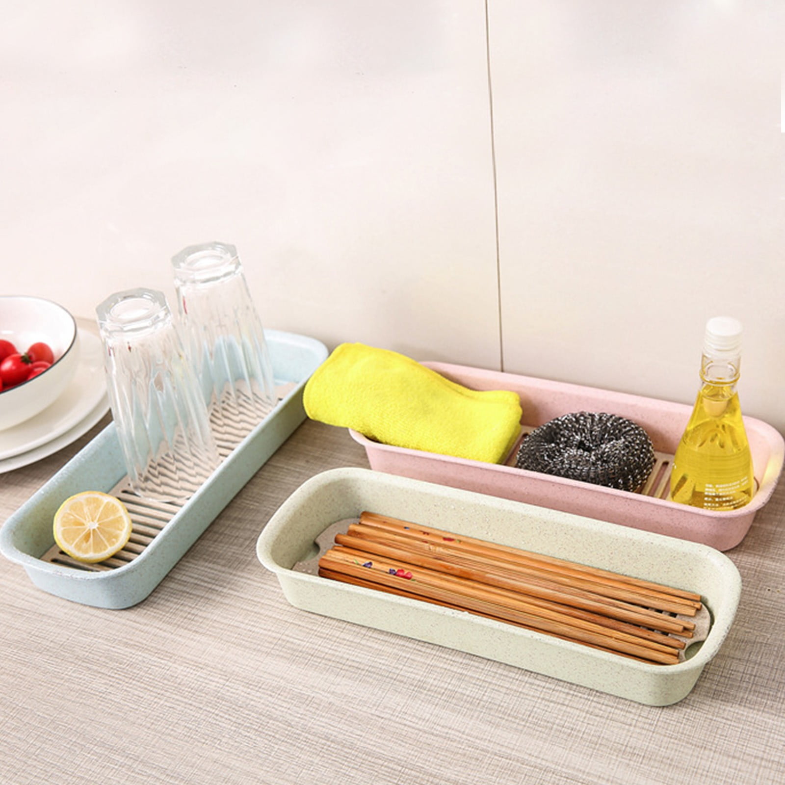 Plastic Cutlery Organizer Box with Drain Holes for Utensils and ...