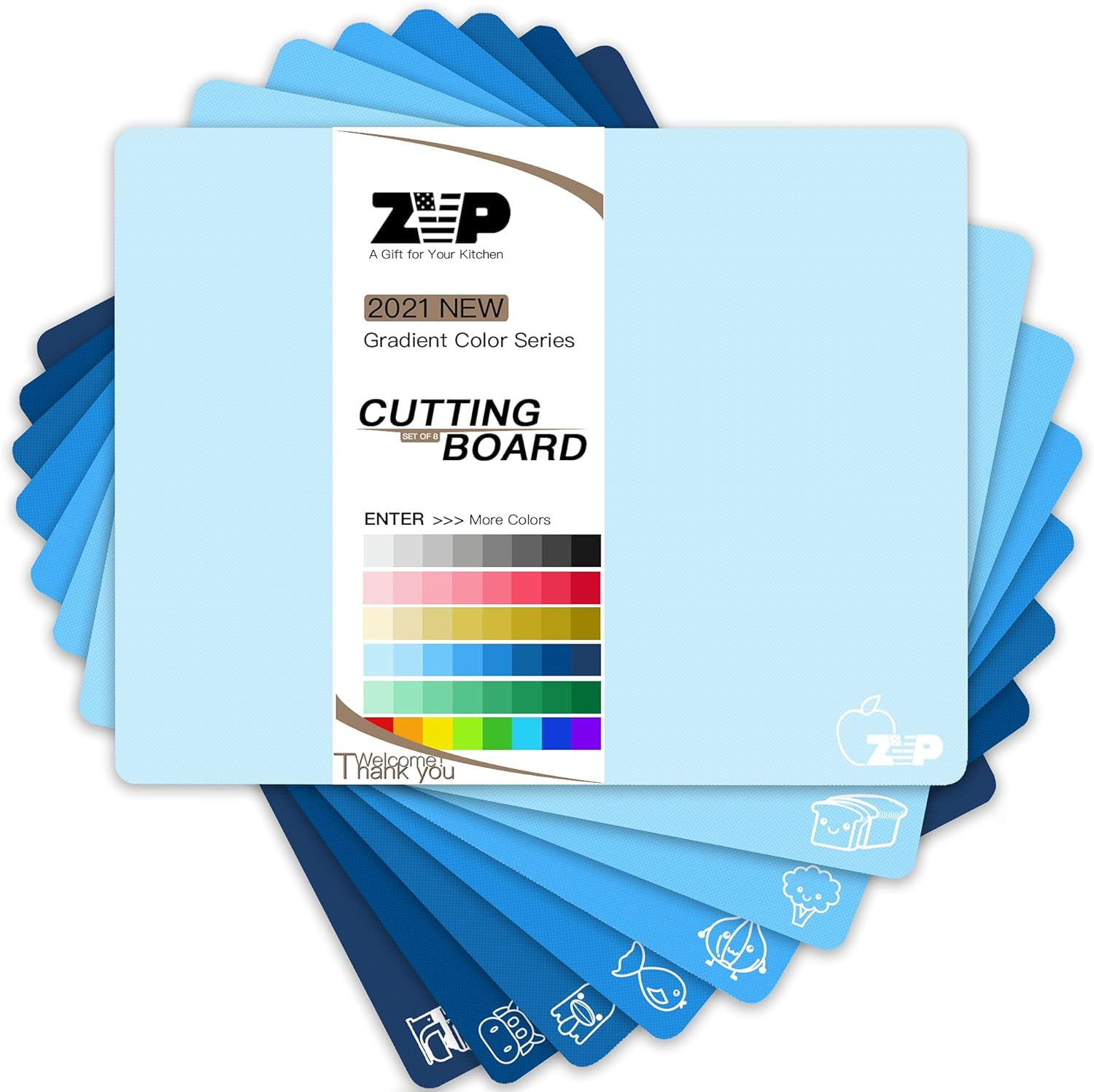 Plastic Cutting Boards for Kitchen, Flexible Cutting Mats, Gradient ...