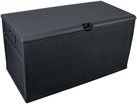 Plastic Deck Box Wicker 120 Gallon, Black Water-resistant Storage ...