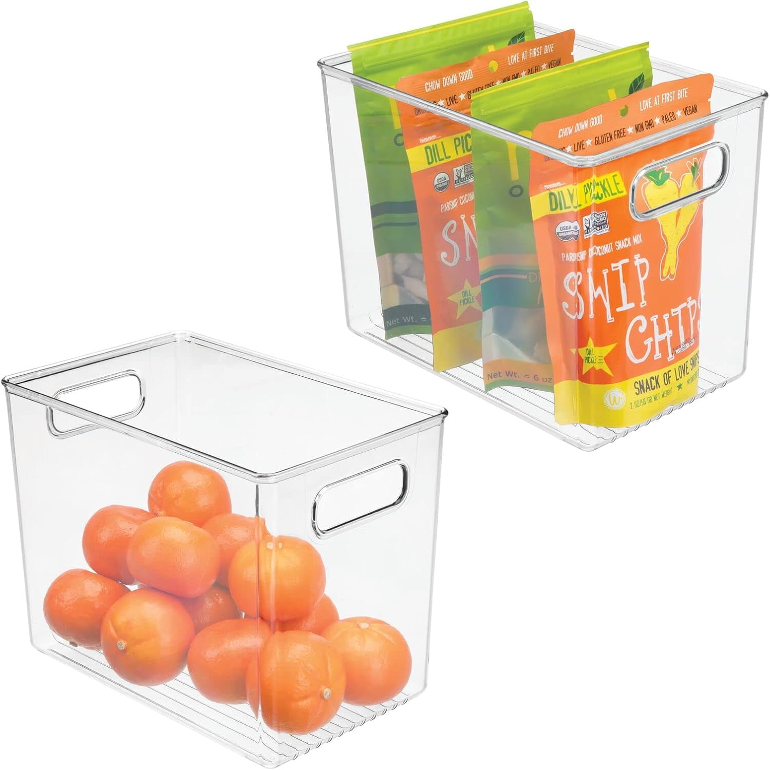 Plastic Deep Kitchen and Pantry Organizer Storage Bin with Handles for ...