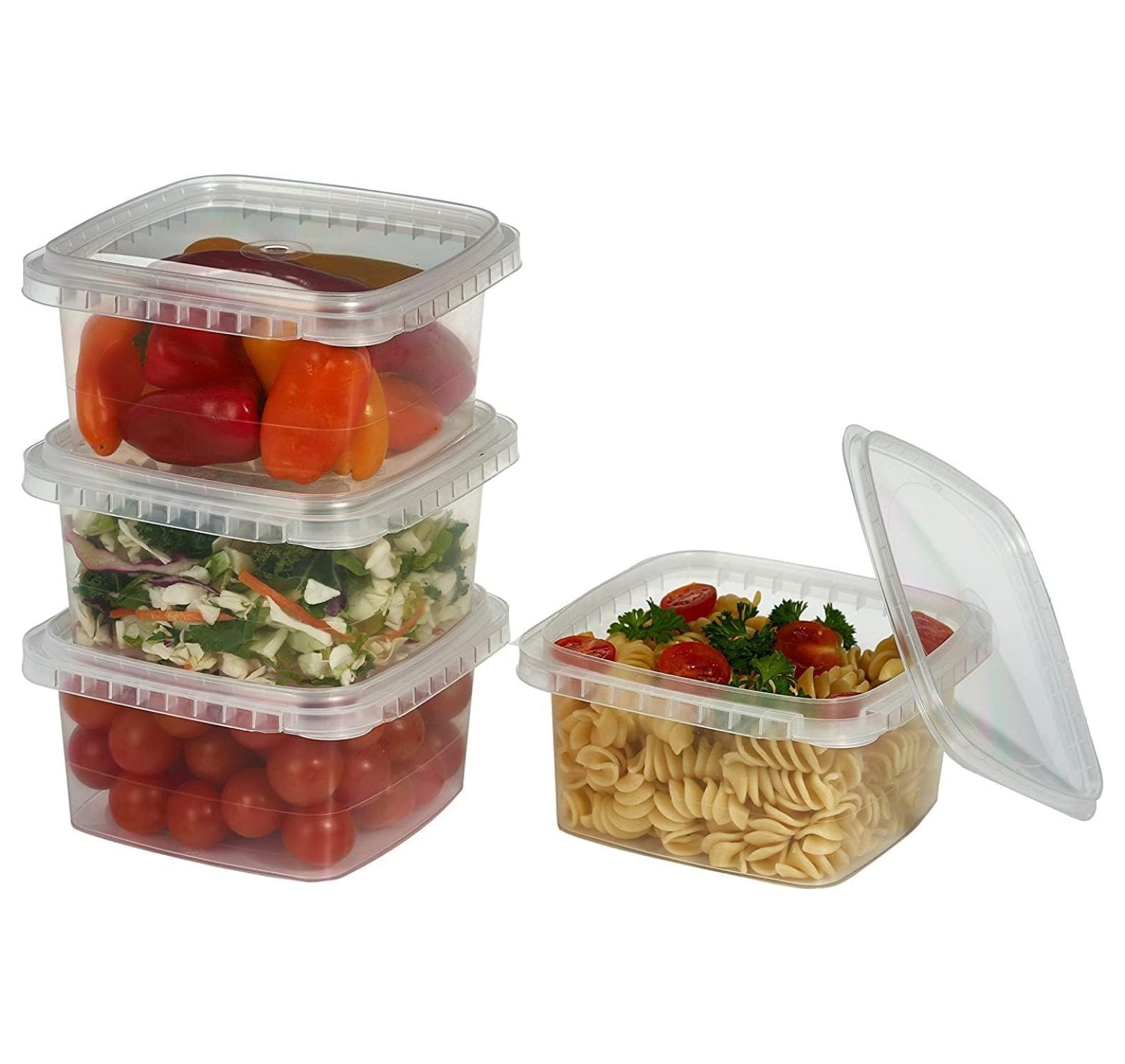 Plastic Deli Containers with Lids 32 Oz- 25 Pack- Square Clear Plastic ...
