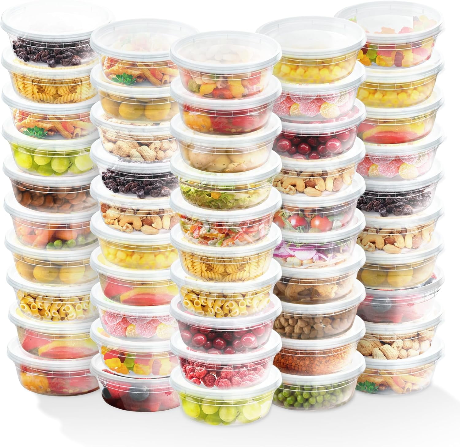 Plastic Deli Containers with Lids (8oz 50 Sets) - Clear Plastic ...