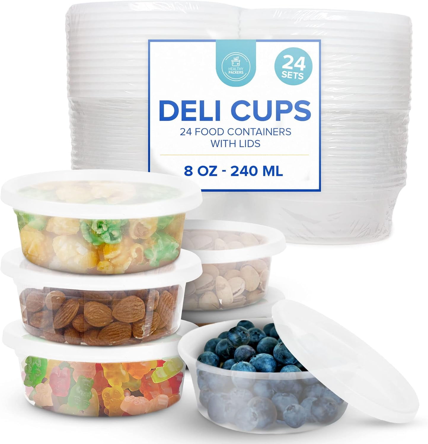 Plastic Deli Containers with Lids (8oz 50 Sets) - Clear Plastic ...