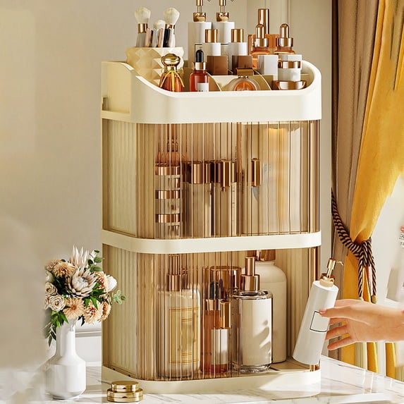 Plastic Desktop Makeup Organizer with Drawer Large Capacity Cosmetic ...