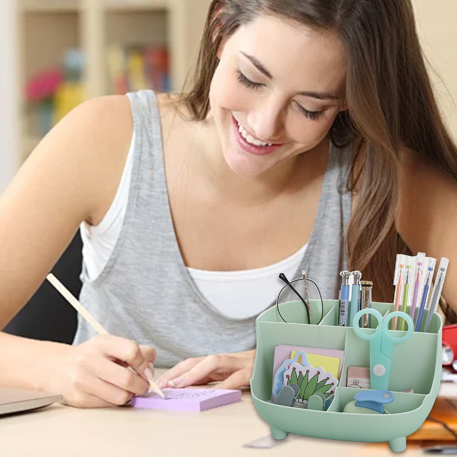 Plastic Desktop Organizer with Multiple Compartments for Pens and ...